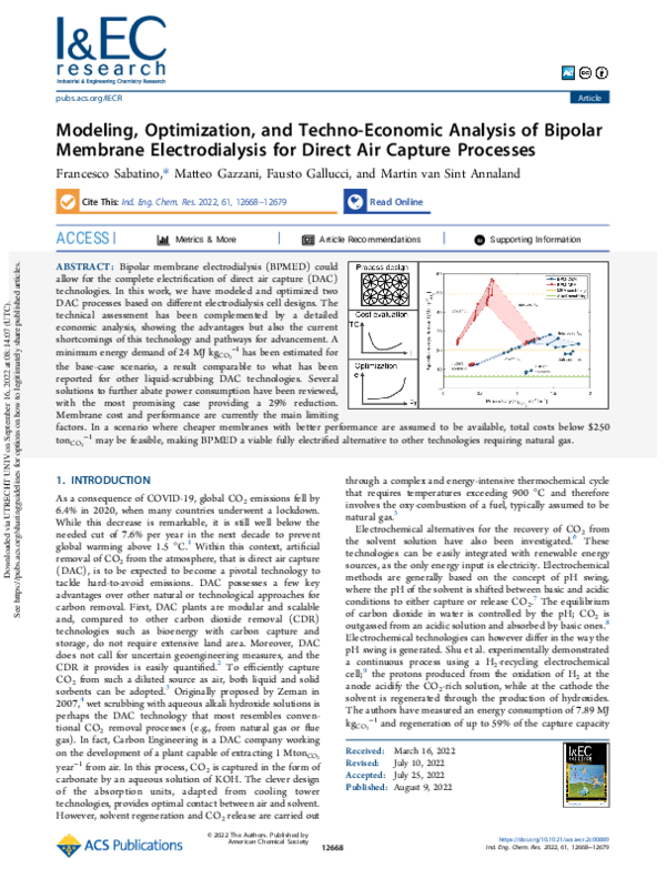 (PDF) Modeling, Optimization, and Techno-Economic Analysis of Bipolar Membrane Electrodialysis ...
