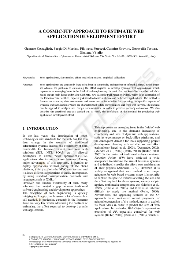 (PDF) A Cosmic-FFP Approach to Estimate Web Application Development Effort