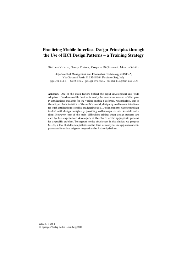 (PDF) Practicing Mobile Interface Design Principles Through the Use of HCI Design Patterns—A ...