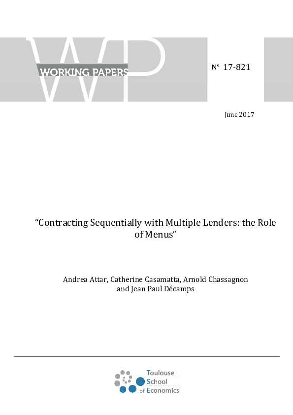 (PDF) Contracting Sequentially with Multiple Lenders: The Role of Menus