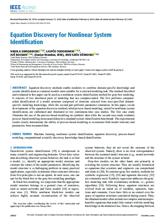 (PDF) Equation Discovery for Nonlinear System Identification