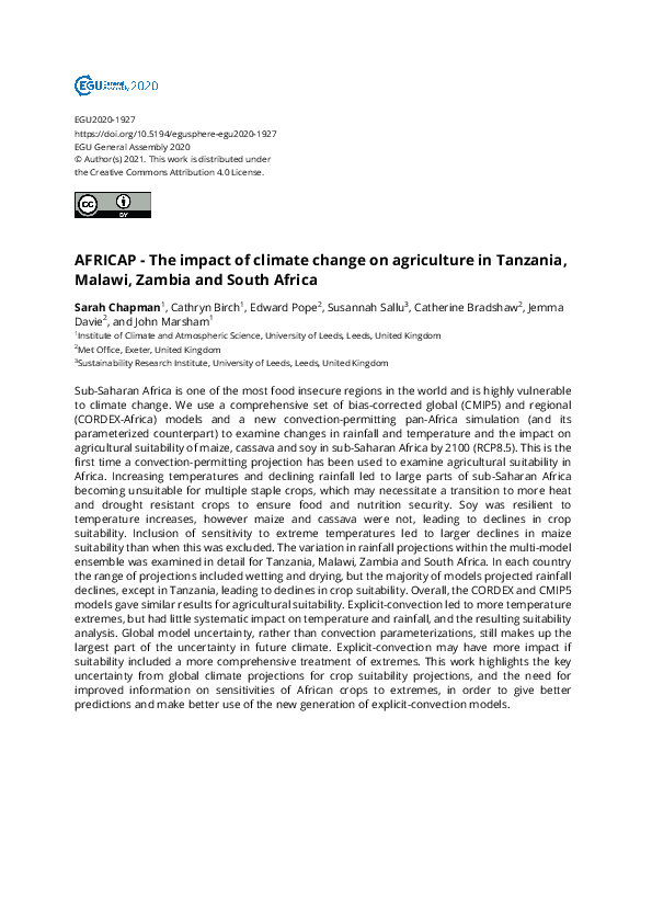 (PDF) AFRICAP - The impact of climate change on agriculture in Tanzania ...