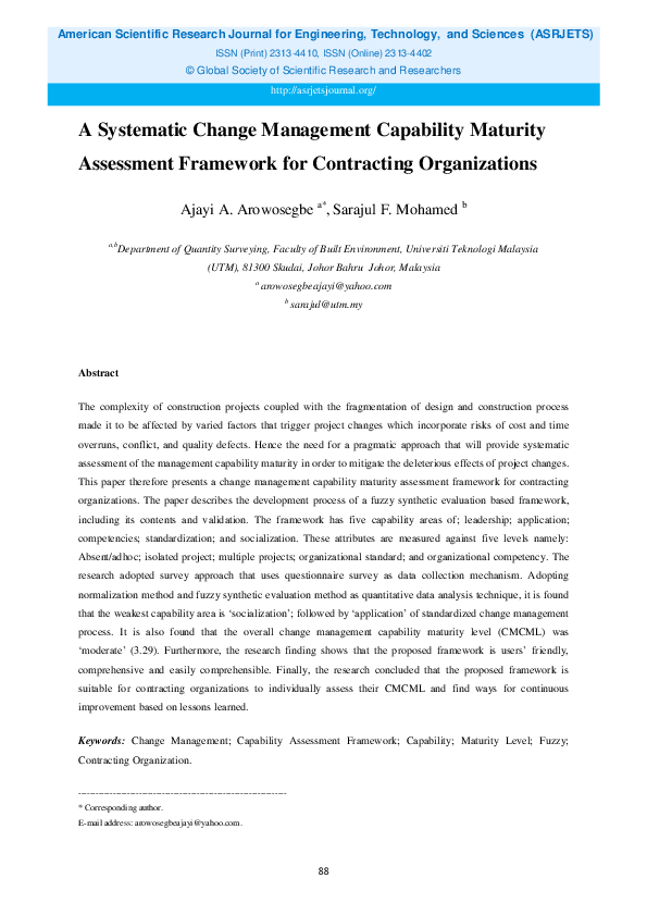 (PDF) A Systematic Change Management Capability Maturity Assessment ...