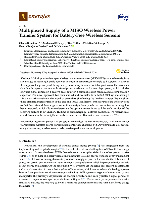 (PDF) Multiplexed Supply of a MISO Wireless Power Transfer System for ...