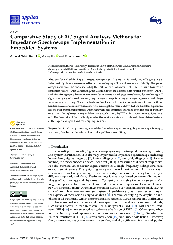 (PDF) Comparative Study of AC Signal Analysis Methods for Impedance ...