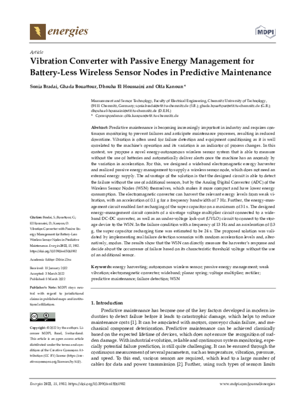 (PDF) Vibration Converter with Passive Energy Management for Battery-Less Wireless Sensor Nodes ...