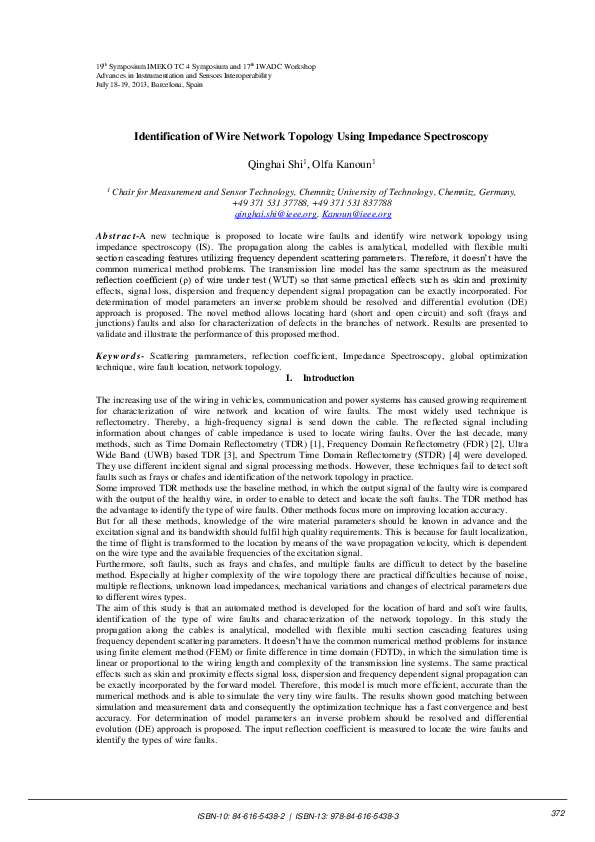 (PDF) Identification of Wire Network Topology Using Impedance Spectroscopy