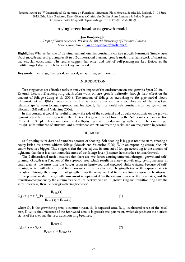 (PDF) A single tree basal area growth model