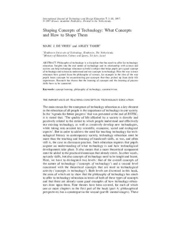 (PDF) Shaping Concepts of Technology: What Concepts and How to Shape Them