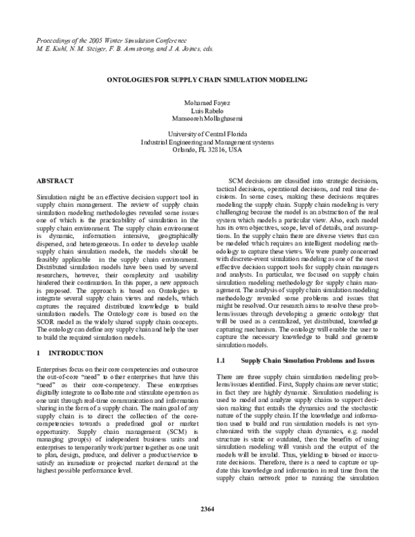 (PDF) Ontologies for Supply Chain Simulation Modeling