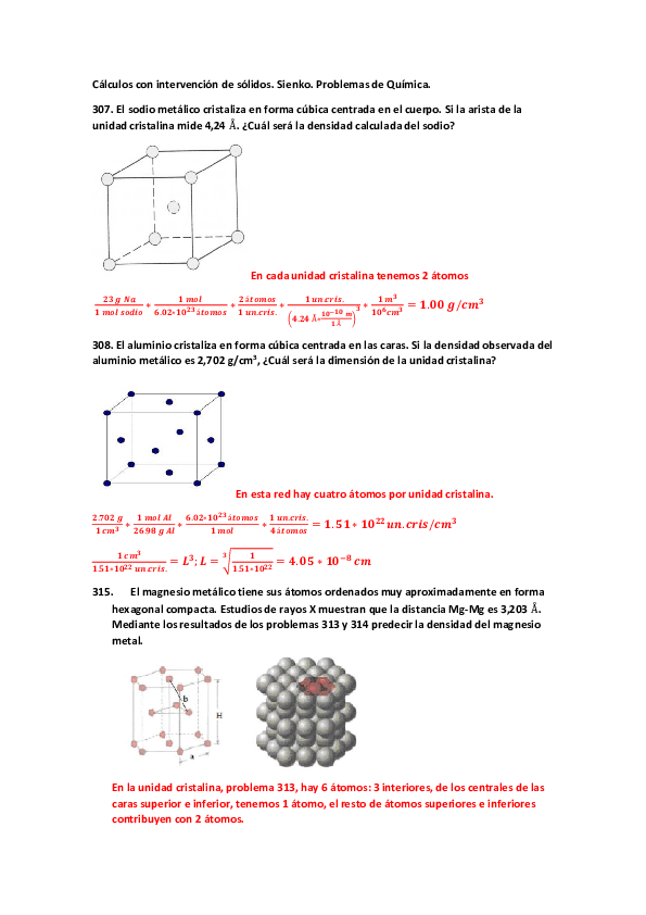 (PDF) Cálculos con intervención de sólidos. Sienko. Problemas de Química