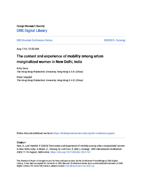 (PDF) The context and experience of mobility among urban marginalized ...