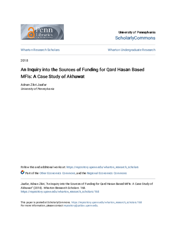 (PDF) An Inquiry into the Sources of Funding for Qard Hasan Based MFIs ...