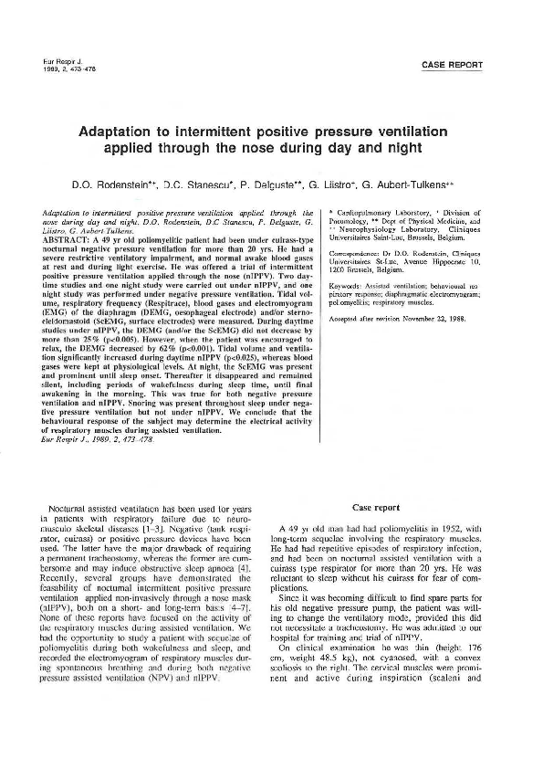 (PDF) Adaptation to intermittent positive pressure ventilation applied ...