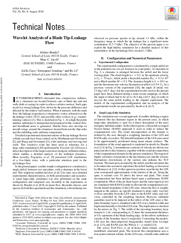 (PDF) Wavelet Analysis of a Blade Tip-Leakage Flow