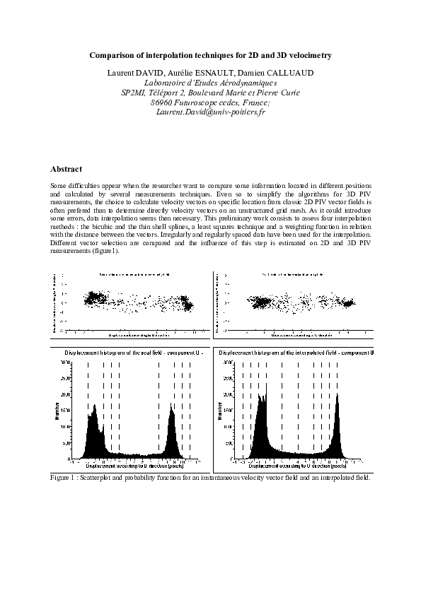 (PDF) Comparison of interpolation techniques for 2D and 3D velocimetry