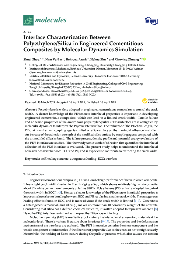 (PDF) Interface Characterization Between Polyethylene/ Silica in ...