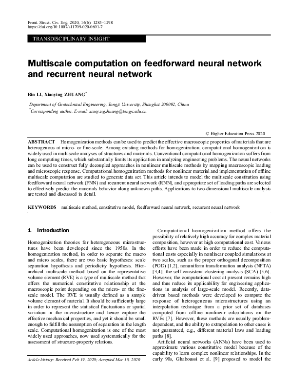 (PDF) Multiscale computation on feedforward neural network and recurrent neural network