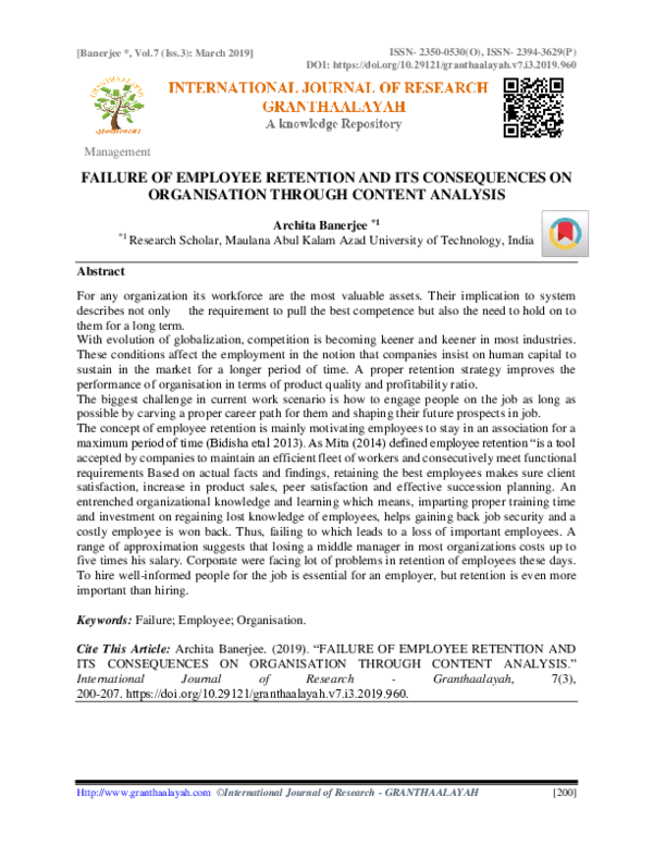 (PDF) Failure of Employee Retention and Its Consequences on ...