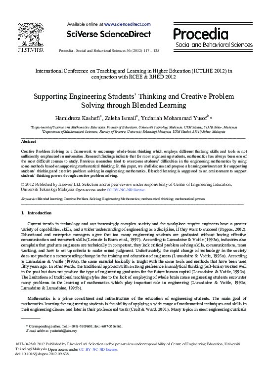 (PDF) Supporting Engineering Students’ Thinking and Creative Problem ...