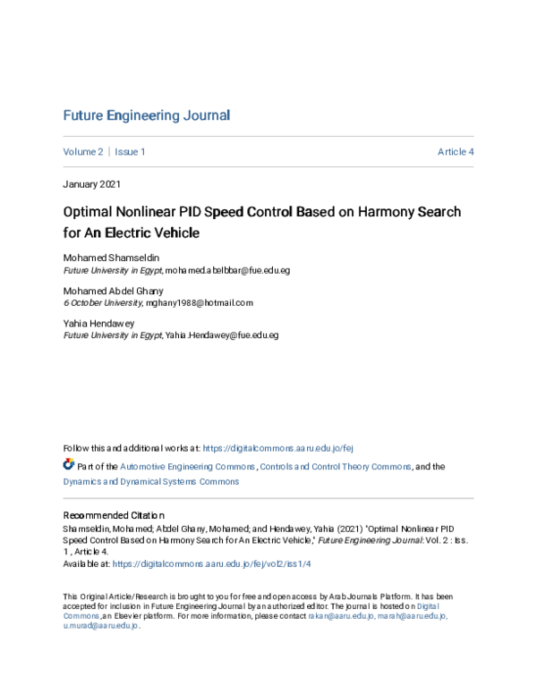 (PDF) Optimal Nonlinear PID Speed Control Based on Harmony Search for ...