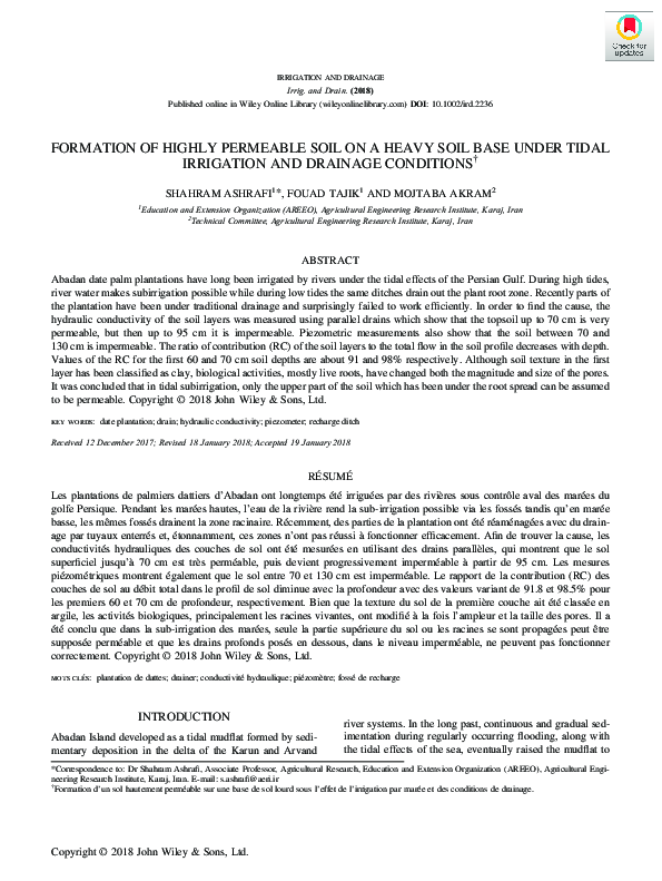 (PDF) Formation of Highly Permeable Soil on a Heavy Soil Base Under ...