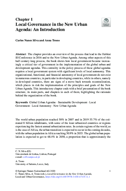 (PDF) Local Governance in the New Urban Agenda: An Introduction