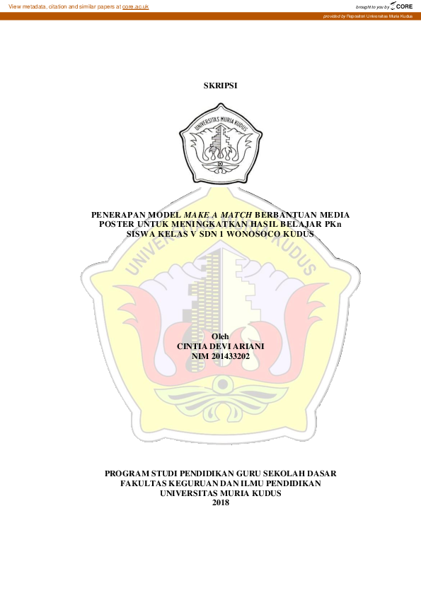 (PDF) PENERAPAN MODEL MAKE A MATCH BERBANTUAN MEDIA POSTER UNTUK ...