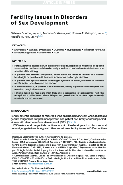 (PDF) Fertility Issues in Disorders of Sex Development
