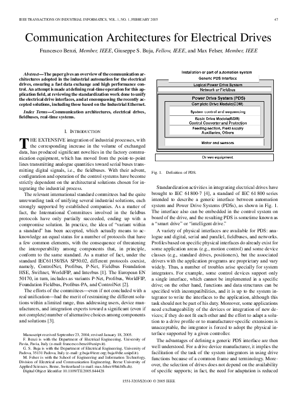 (PDF) Communication architectures for electrical drives | Giuseppe Buja - Academia.edu