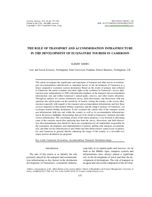 (PDF) The Role of Transport and Accommodation Infrastructure in the ...