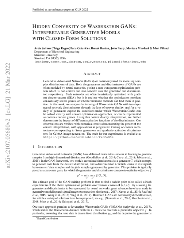 Pdf Convexity In Wasserstein Gans Analyzed Solutions