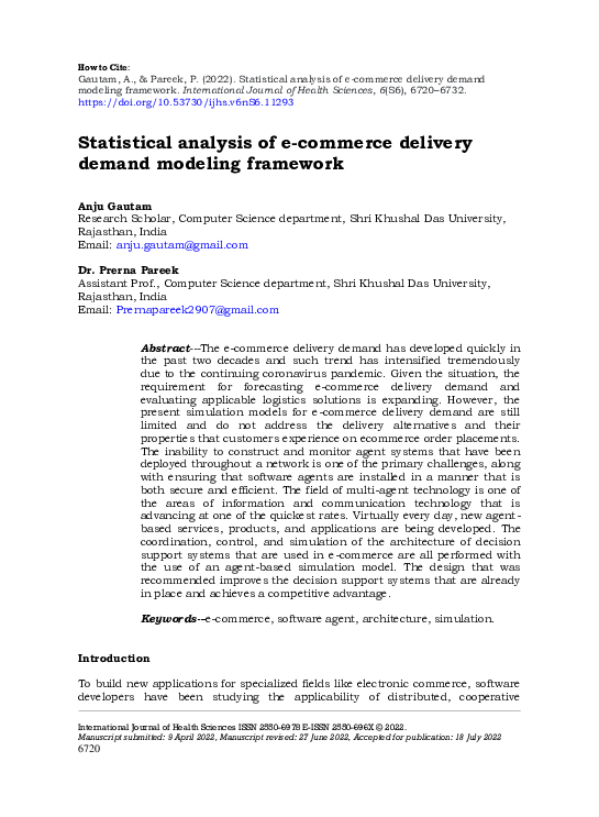 (PDF) Statistical analysis of e-commerce delivery demand modeling framework