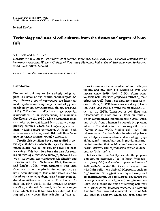 (PDF) Technology and uses of cell cultures from the tissues and organs ...