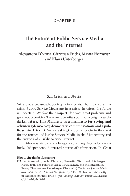 (PDF) The Future of Public Service Media and the Internet