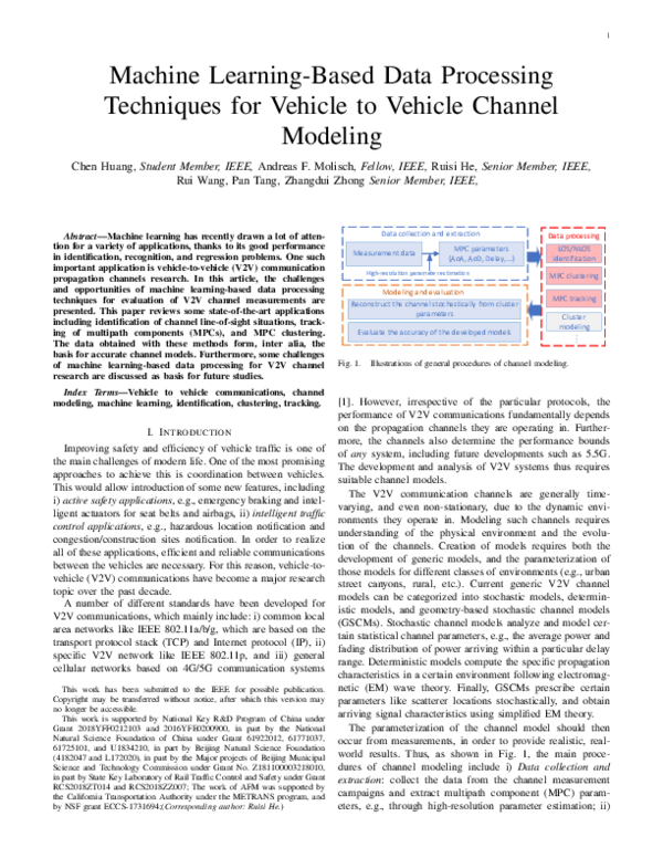 (PDF) Machine-Learning-Based Data Processing Techniques for Vehicle-to-Vehicle Channel Modeling