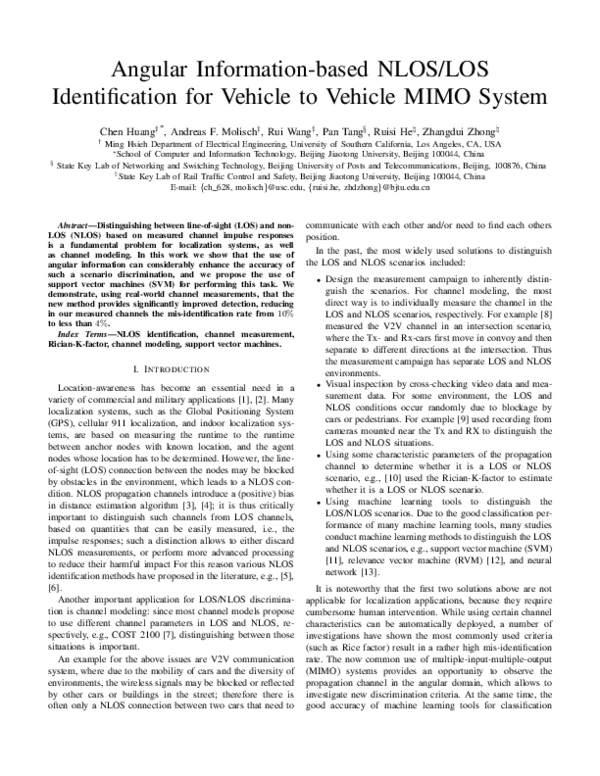(PDF) Angular Information-Based NLOS/LOS Identification for Vehicle to ...