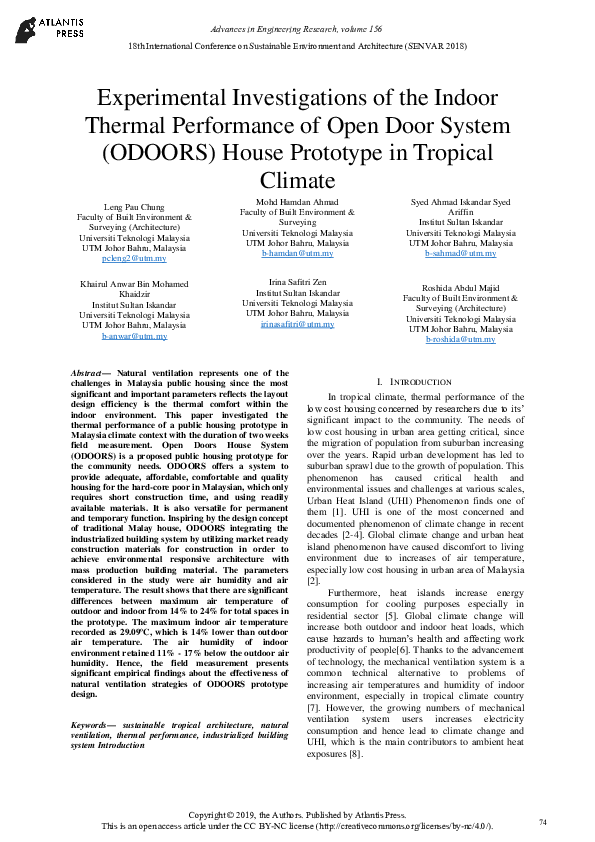 (PDF) Experimental Investigations of the Indoor Thermal Performance of ...