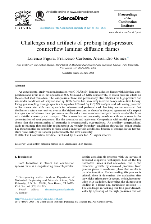 (PDF) Challenges and artifacts of probing high-pressure counterflow laminar diffusion flames
