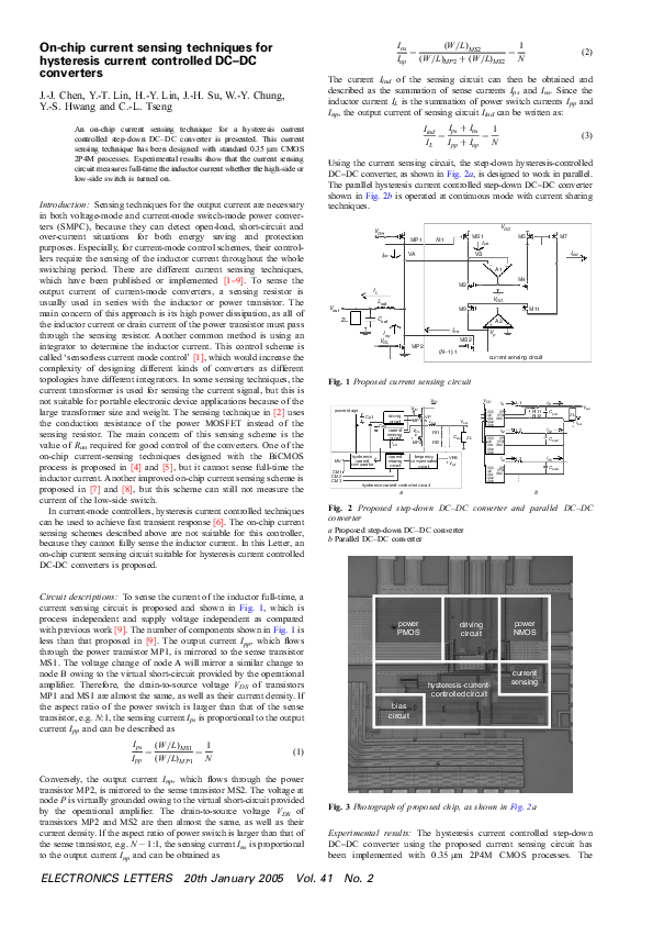 (PDF) On-chip current sensing techniques for hysteresis current ...