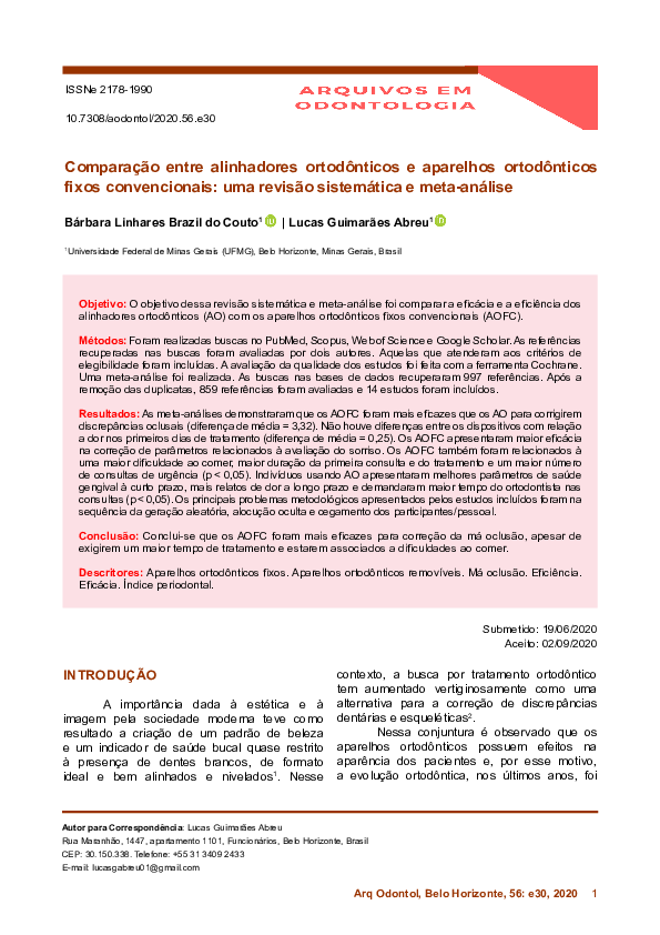 Comparação entre alinhadores ortodônticos e aparelhos ortodônticos ...