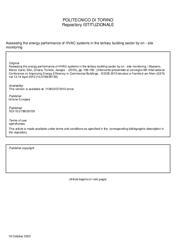(PDF) Assessing the energy performance of HVAC systems in the tertiary ...