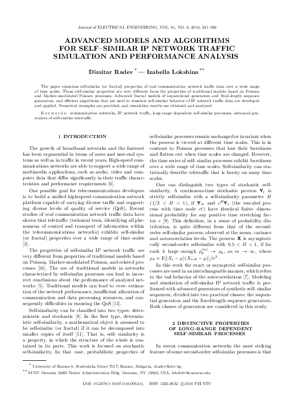 Pdf Advanced Models And Algorithms For Self Similar Ip Network