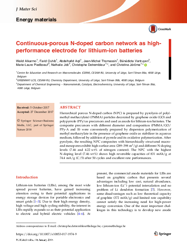(PDF) Continuous-porous N-doped carbon network as high-performance ...