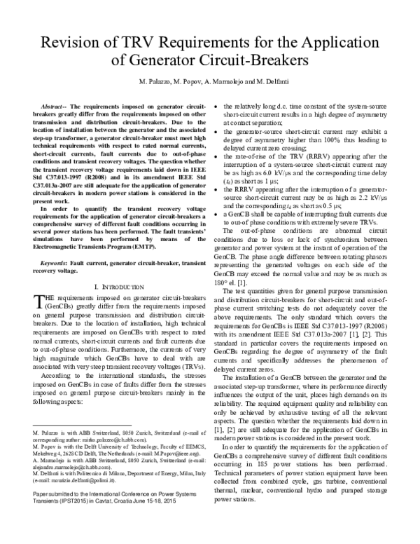 (PDF) Revision of TRV requirements for the application of generator ...