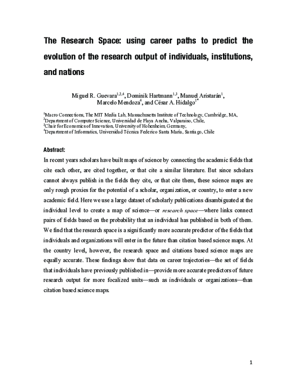 (PDF) The Research Space: using the career paths of scholars to predict the evolution of the ...