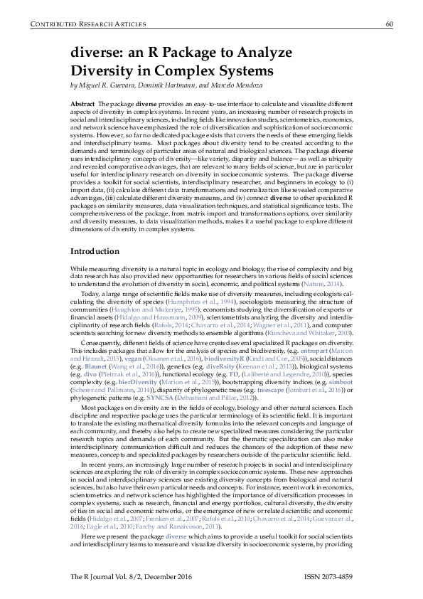 (PDF) diverse: an R Package to Analyze Diversity in Complex Systems