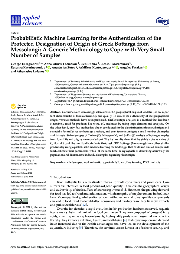(PDF) Probabilistic Machine Learning for the Authentication of the ...