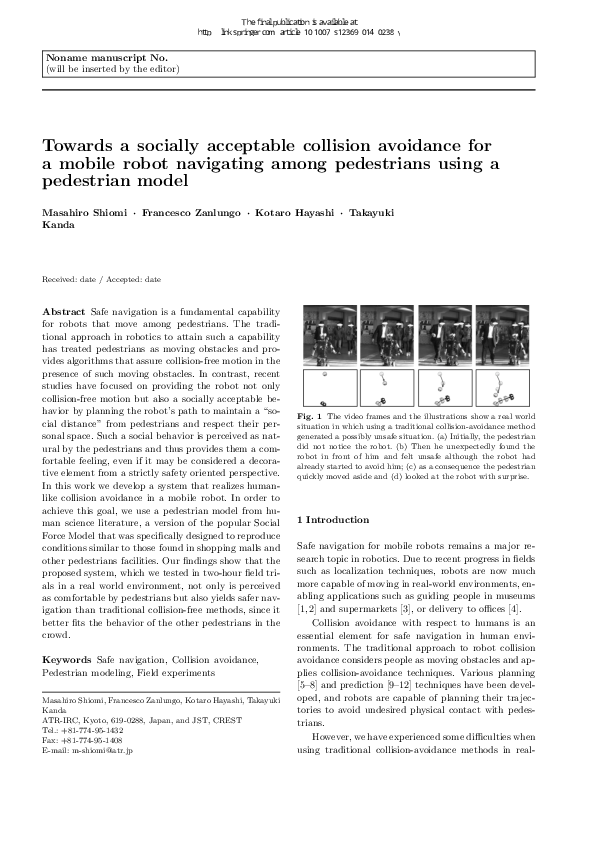 (PDF) Towards a Socially Acceptable Collision Avoidance for a Mobile ...