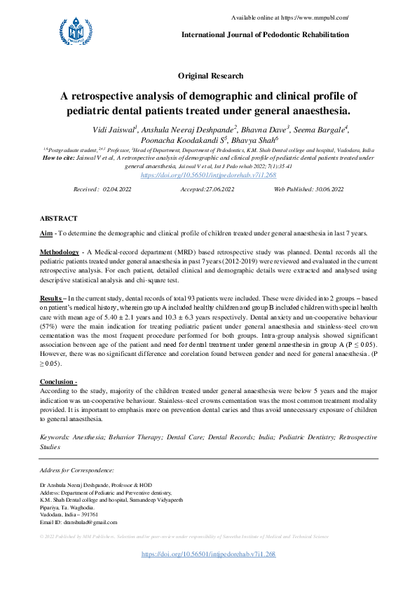 (PDF) Retrospective Analysis of Demographic and Clinical profile of ...